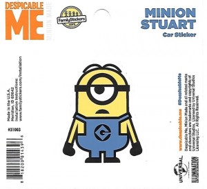 Despicable Me Minion Stuart Figure Peel Off Car Sticker Decal ...