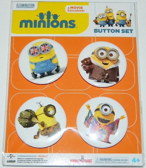 Minions Movie Stuart Kevin and Bob Metal 1.75″ Button Set of 4 #128 ...