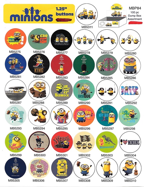 Minions Movie Metal Button Assortment of 100 with 37 Different Images ...