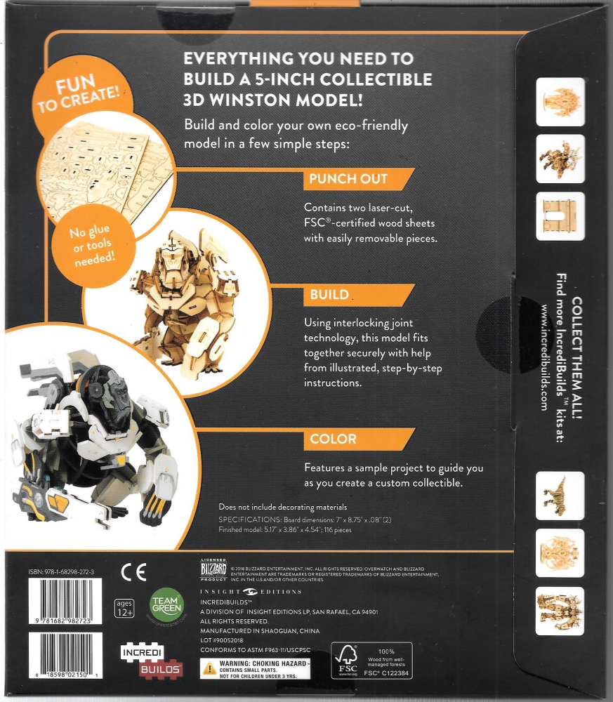 Overwatch Video Game Winston 3D Laser Cut Wood Model Kit with Poster ...