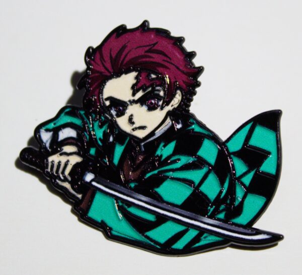 Demon Slayer Anime Tanjiro Kamado with Sword / Katana Enamel Metal Pin ...