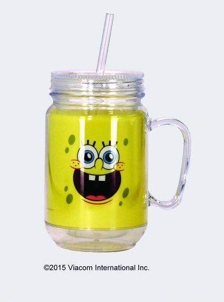 SpongeBob SquarePants Smiling Face Double Wall Acrylic Mason Jar ...