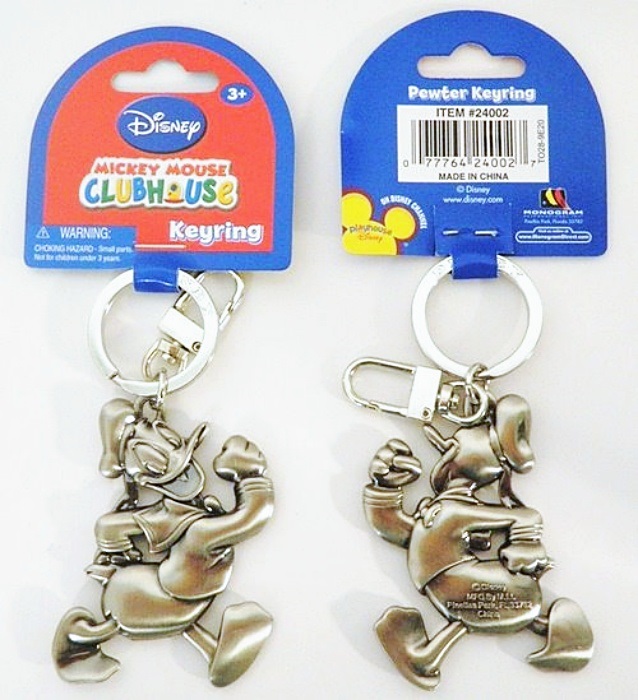Walt Disney Donald Duck Walking Figure Pewter Key Ring Key Chain ...